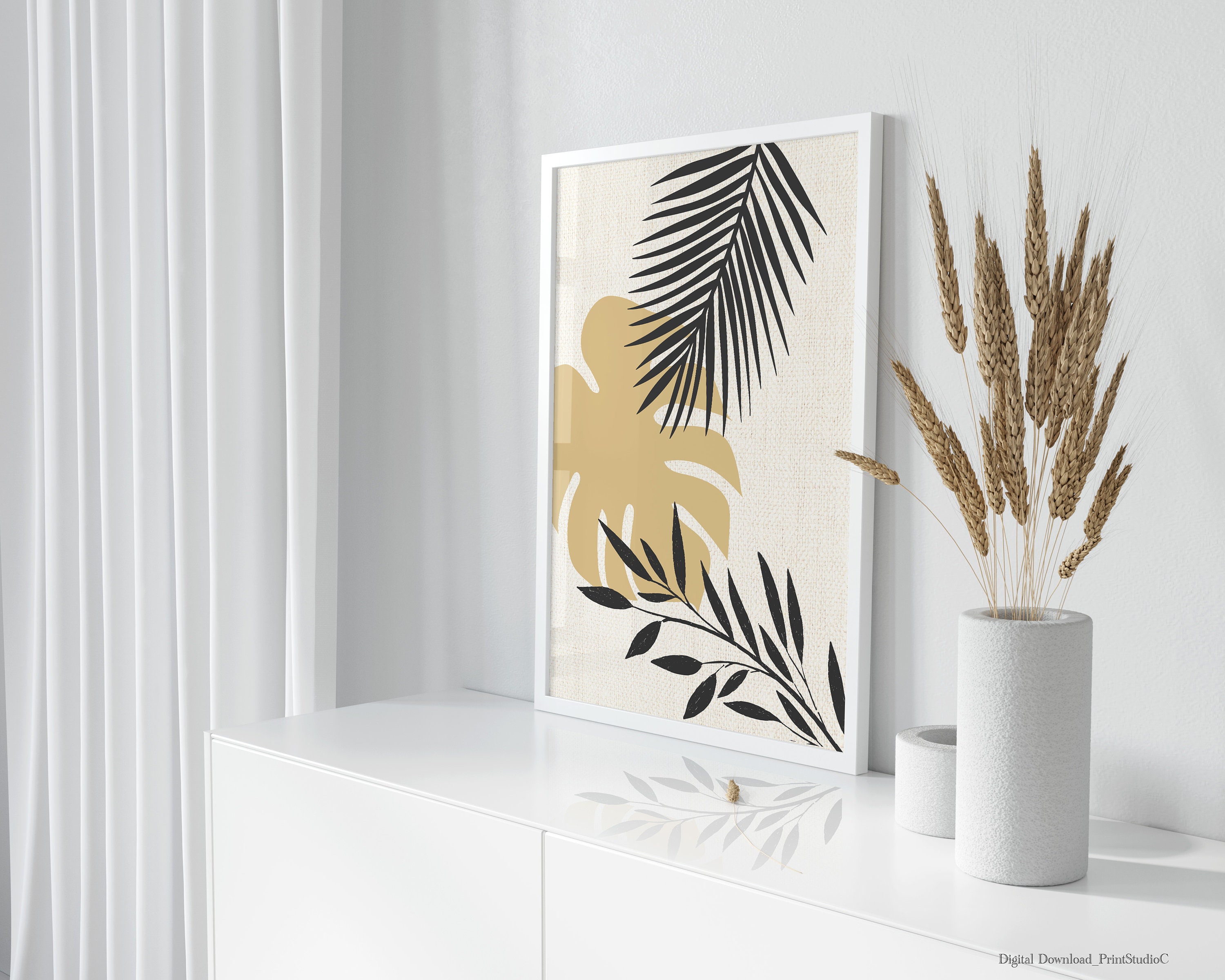 Plant Wall Art Printable, Neutral Wall Art, Floral Wall Art, Printable ...