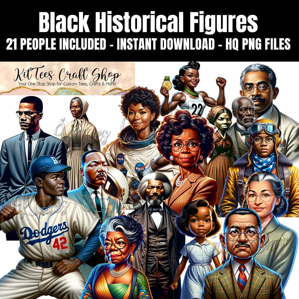 Black Historical Figures, Clipart, Includes 21 Famous Black Historical ...