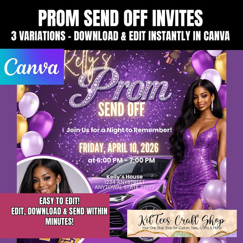Prom Send-off Invitation | Editable Canva Template (digital Download ...