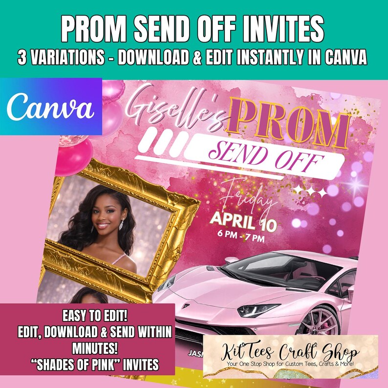 Prom Send off Invites 2026 | Editable Canva Template | Invitation ...