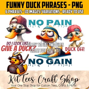 Funny Duck Phrases #2, 6 Sayings, Funny Duck Shirts, DIY, Instant ...