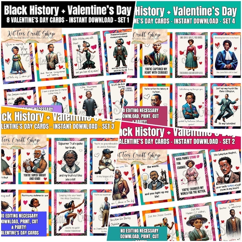 Black History Valentines Day Cards, 32 Black History Month Cards ...