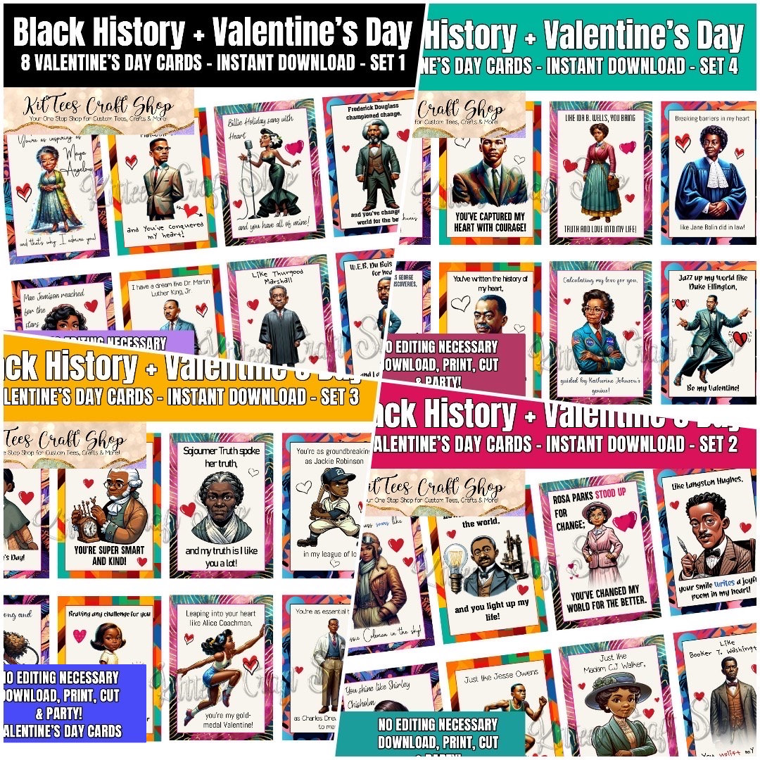 Black History Valentines Day Cards, 32 Black History Month Cards ...