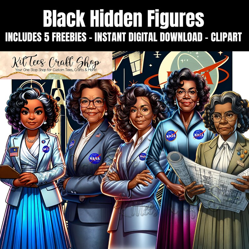 Black Women Hidden Figures, Clipart, Includes 3 Black Historical Hidden ...