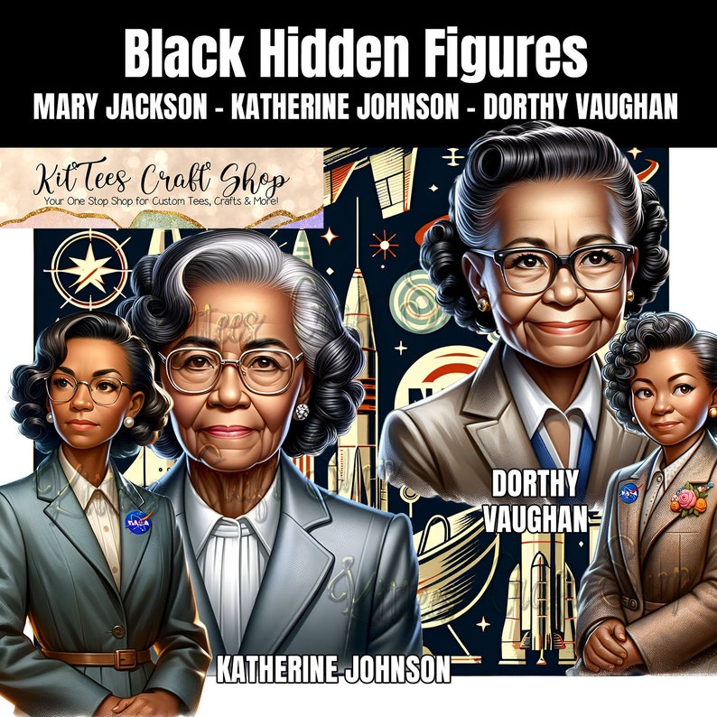 Black Women Hidden Figures, Clipart, Includes 3 Black Historical Hidden ...