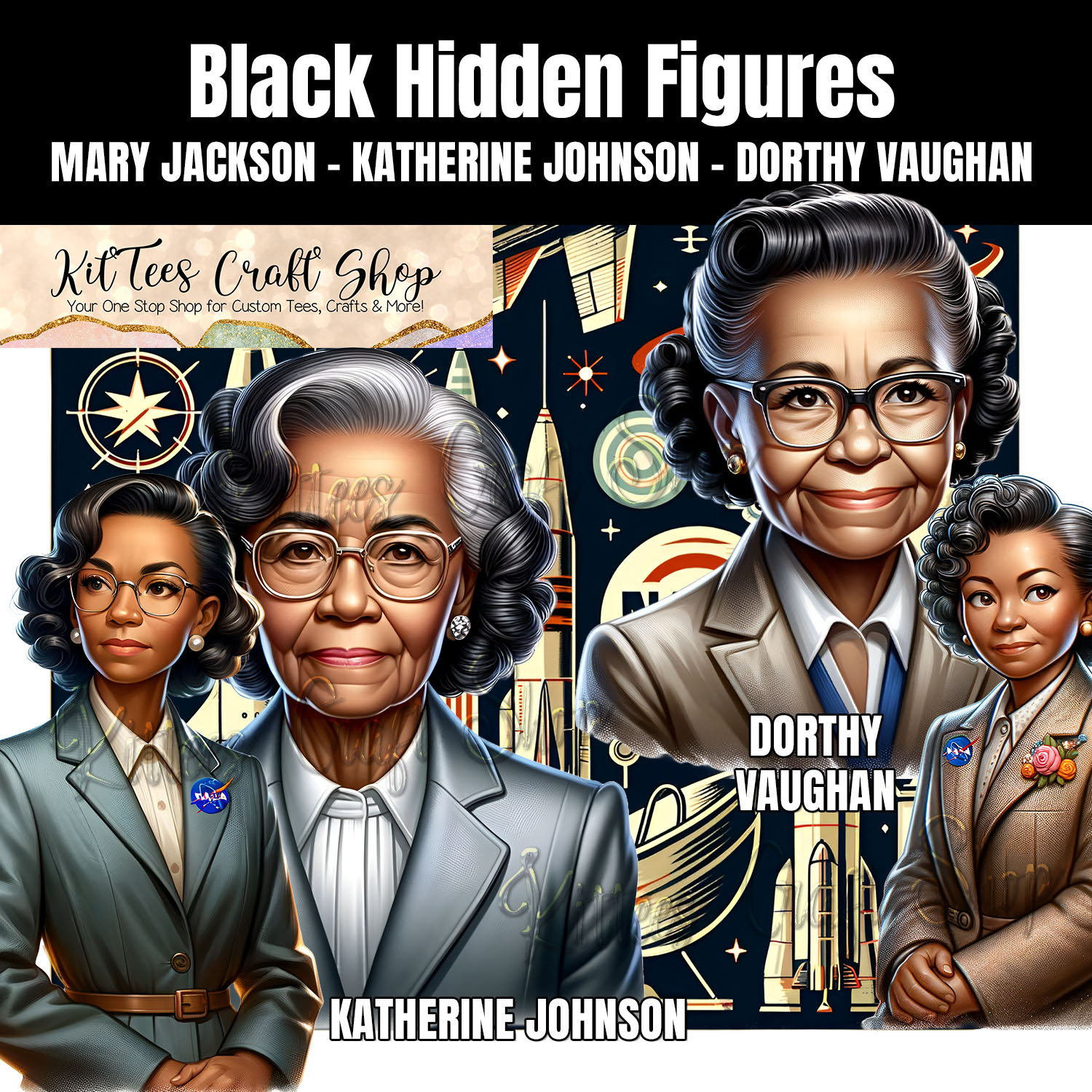 Black Women Hidden Figures, Clipart, Includes 3 Black Historical Hidden ...