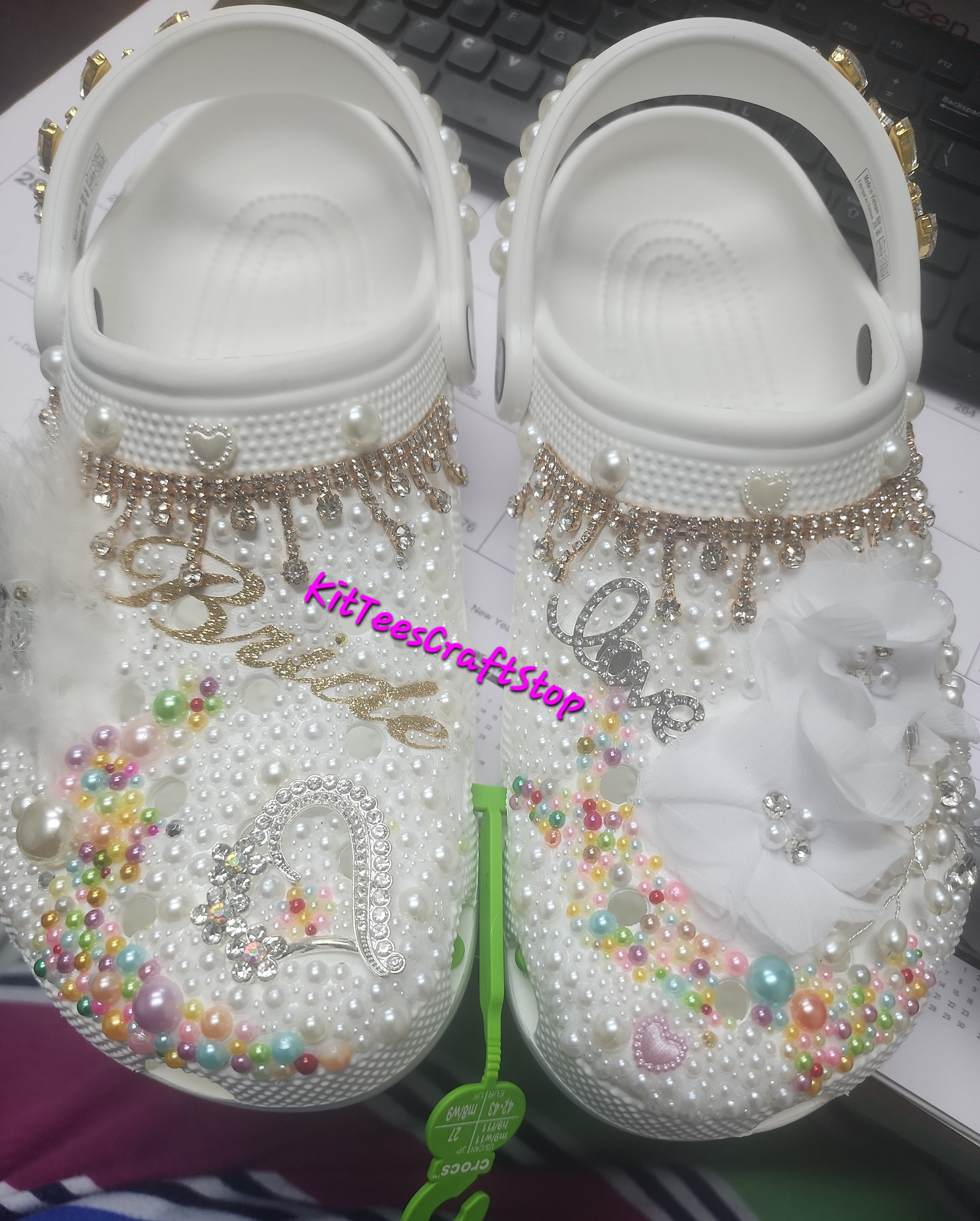 Custom Bling Wedding Crocs, Bride Crocs, Custom Wedding Gift, Bridal ...