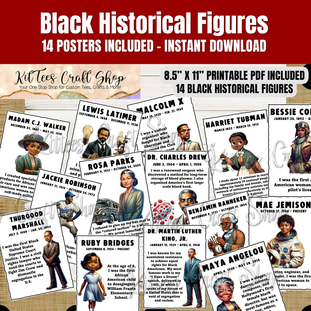 14 Black Historical Figures Bulletin Board, Includes 14 Famous Black ...