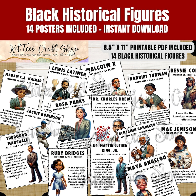 14 Black Historical Figures Bulletin Board, Includes 14 Famous Black ...