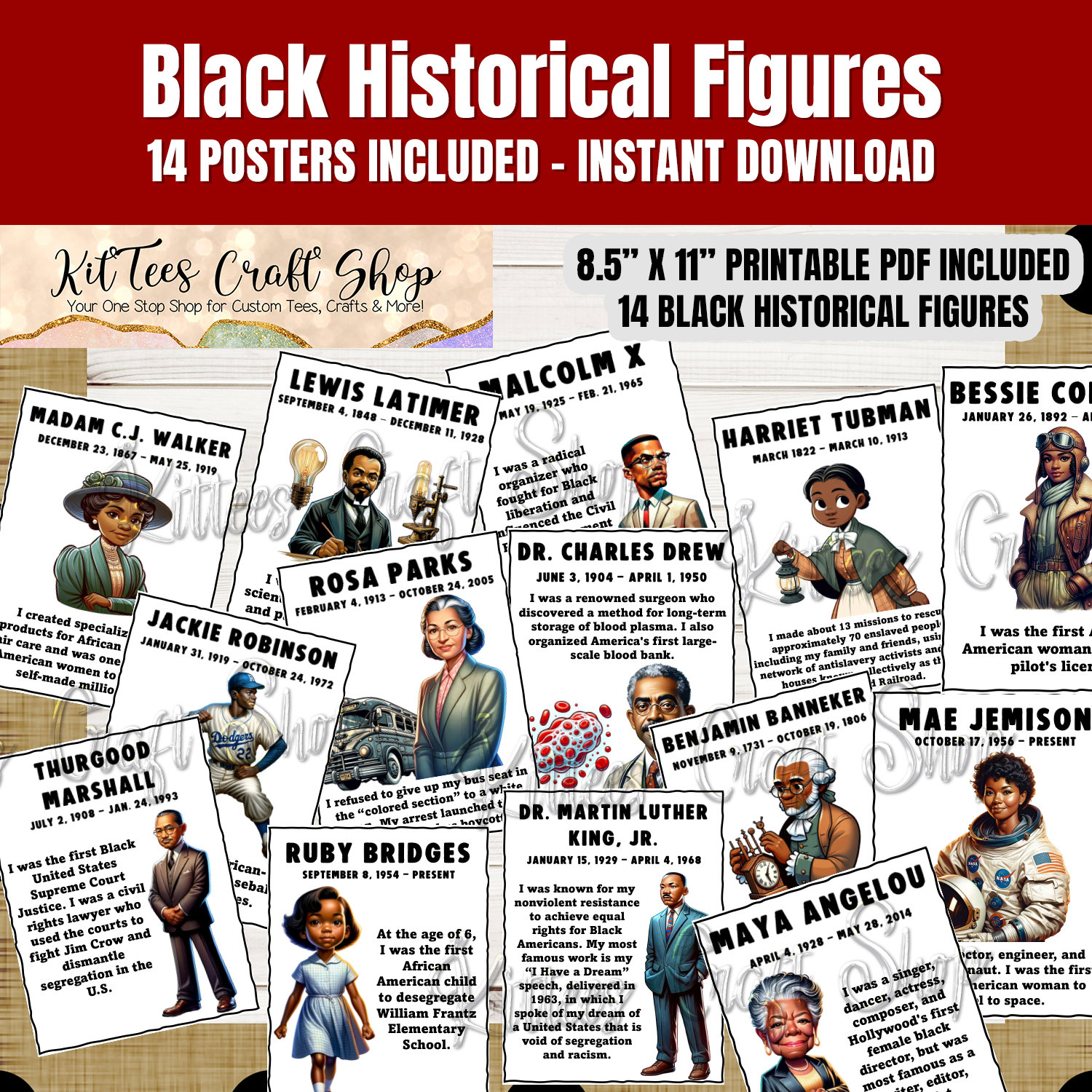 14 Black Historical Figures Bulletin Board, Includes 14 Famous Black ...