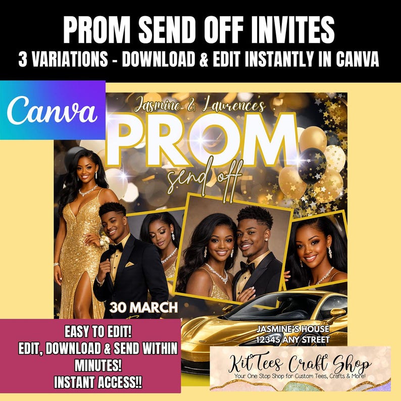Prom Send-off Invitation | Editable Canva Template (digital Download ...
