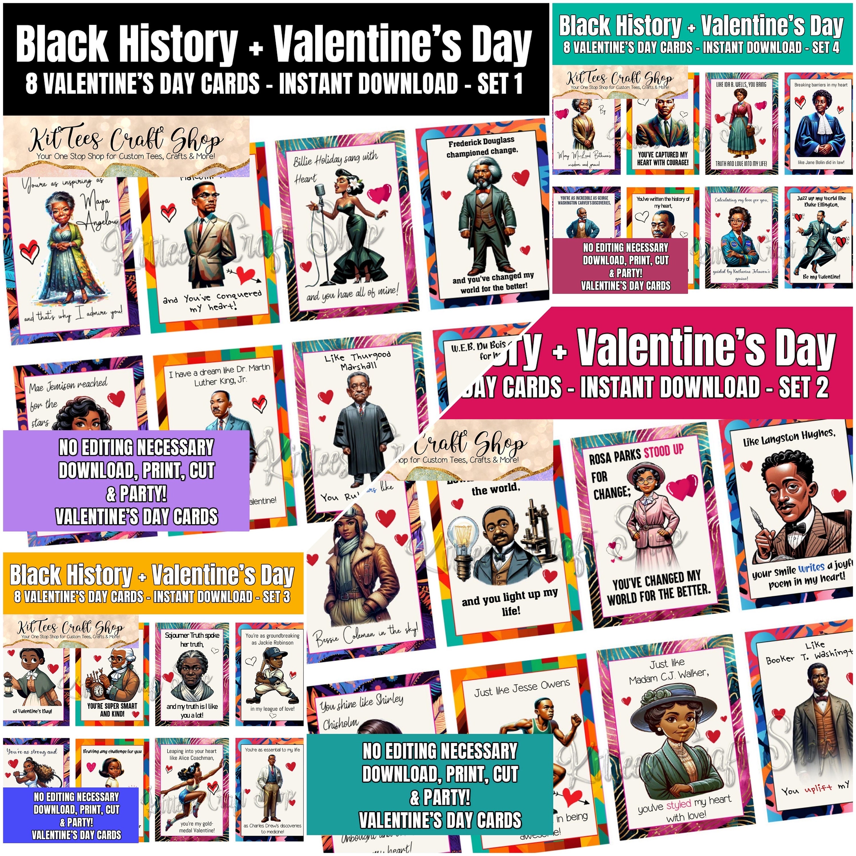 Black History Valentines Day Cards, 32 Black History Month Cards ...
