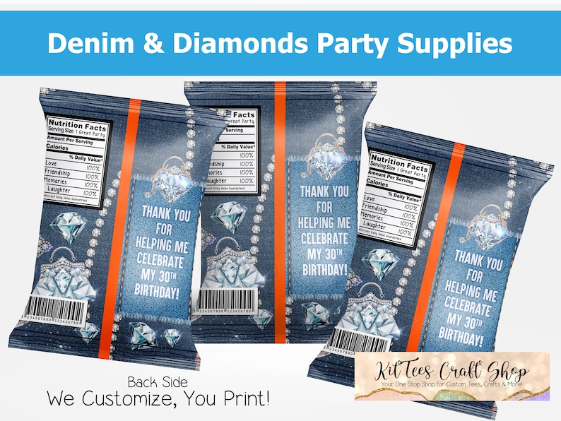 Denim and Diamonds Birthday Party Package, 8+ Item Party Package, We ...