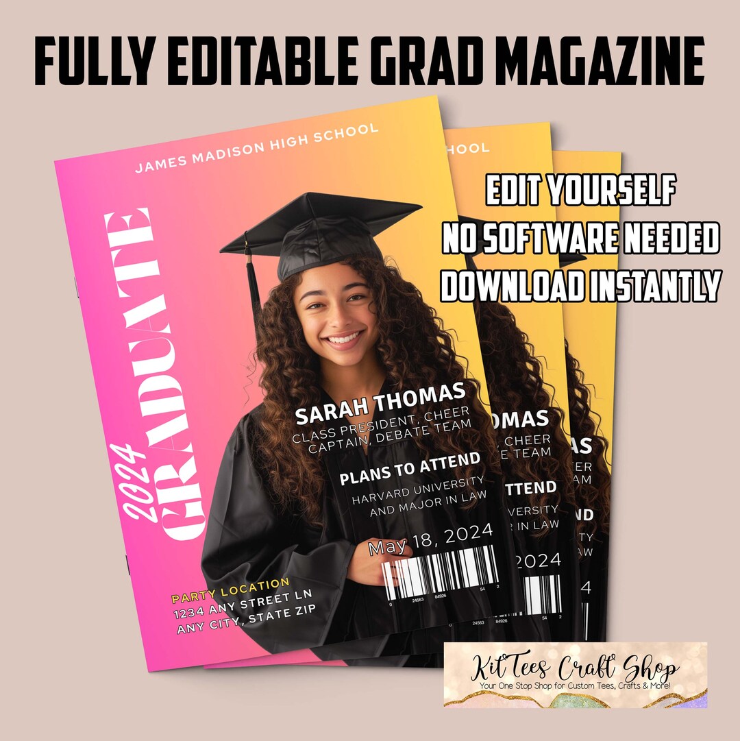 2024 Graduation Magazine Template, Includeso Multiple Variations, Fully ...