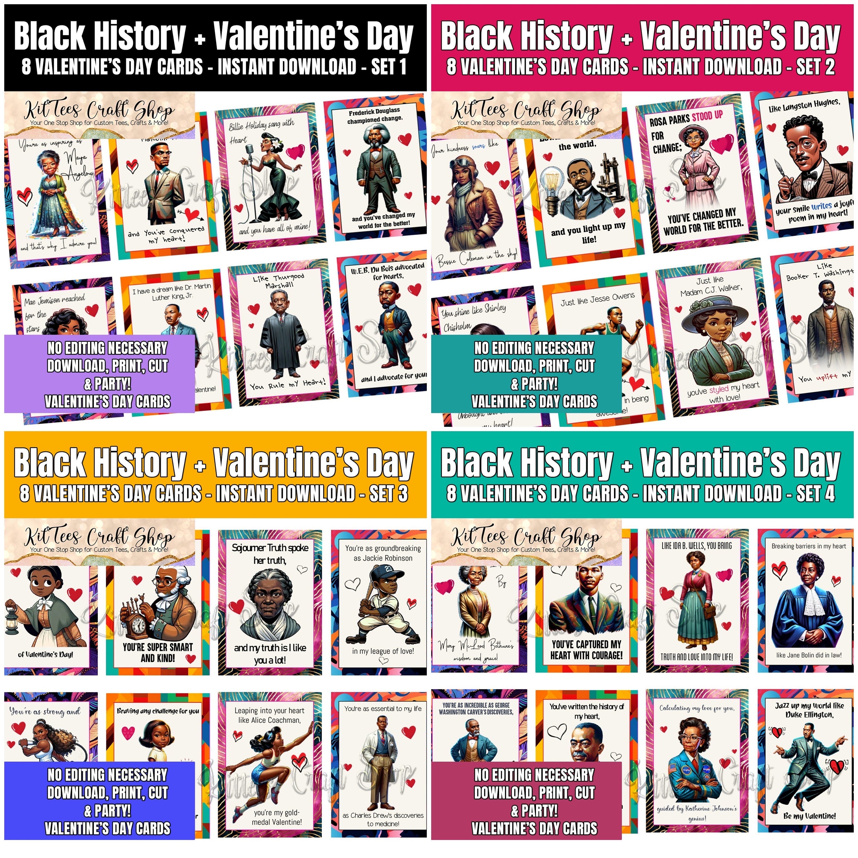 Black History Valentines Day Cards, 32 Black History Month Cards ...
