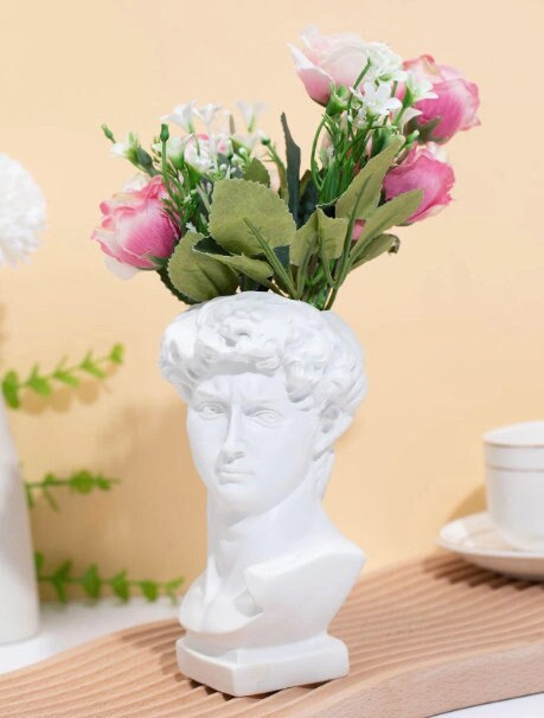 David Statue Head Bust Flower Vase Makeup Brush Pen Holder - Etsy