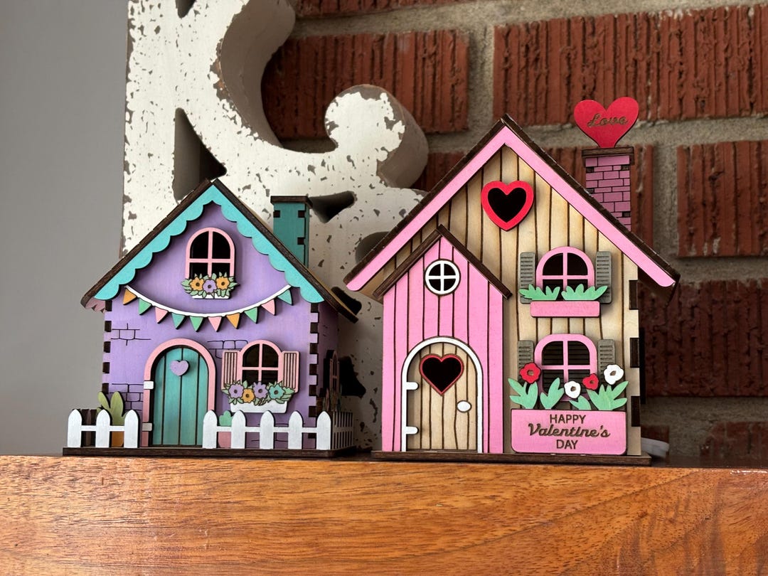 Valentines Day Village | Valentines Day Decor | Valentines Day Houses ...
