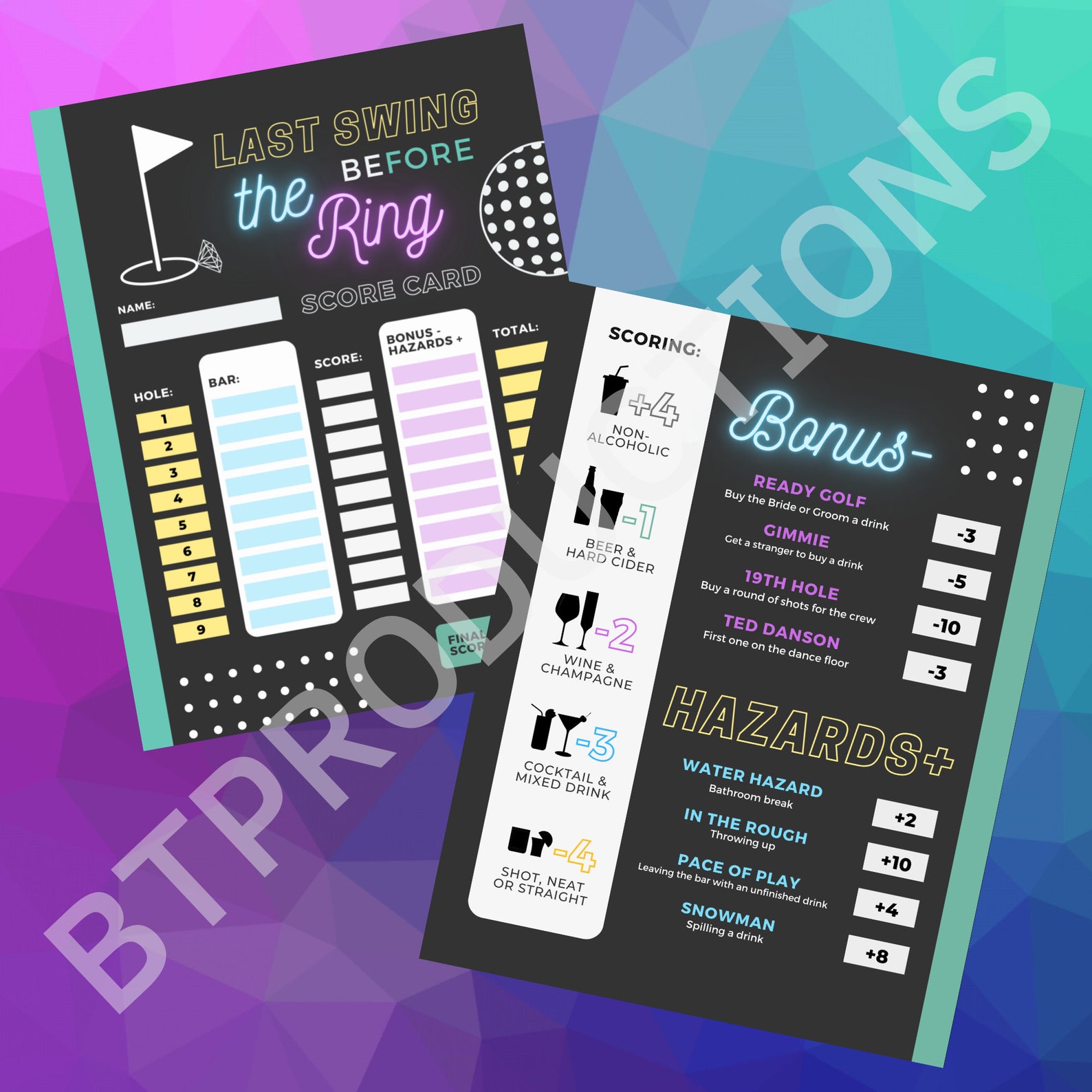 Pub Golf Scorecard - Last Swing Before the Ring - Bachelor/ette Party ...