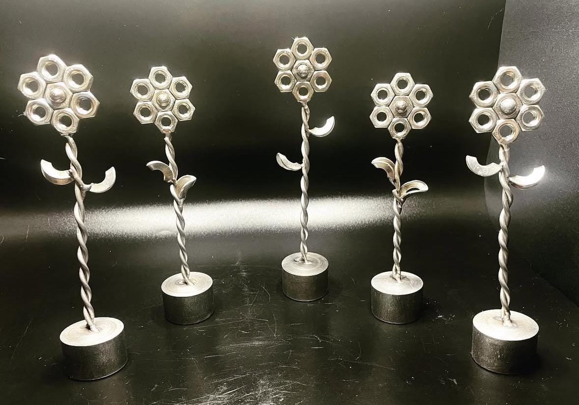 Handcrafted Steel Flower Sculpture, Unique Welded Metal Art for Her ...