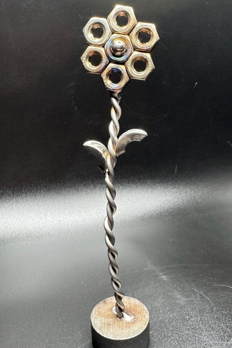 Handcrafted Steel Flower Sculpture, Unique Welded Metal Art for Her ...