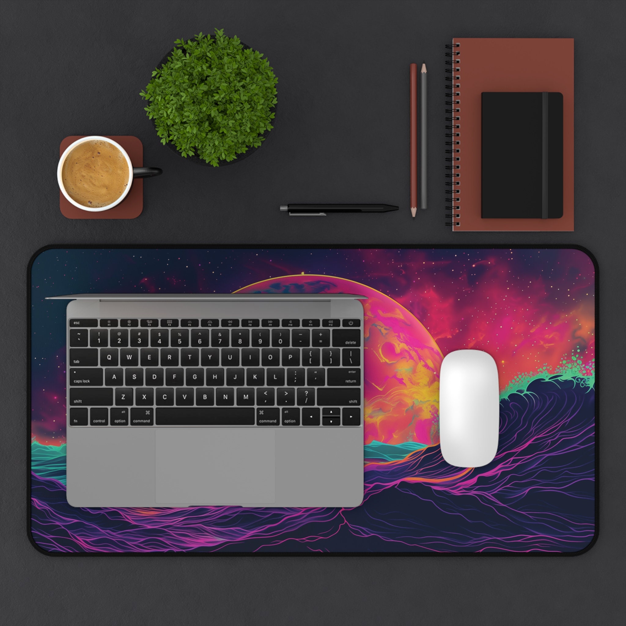 Psychedelic Space Landscape Desk Mat Alien Planet Keyboard Mouse Pad ...