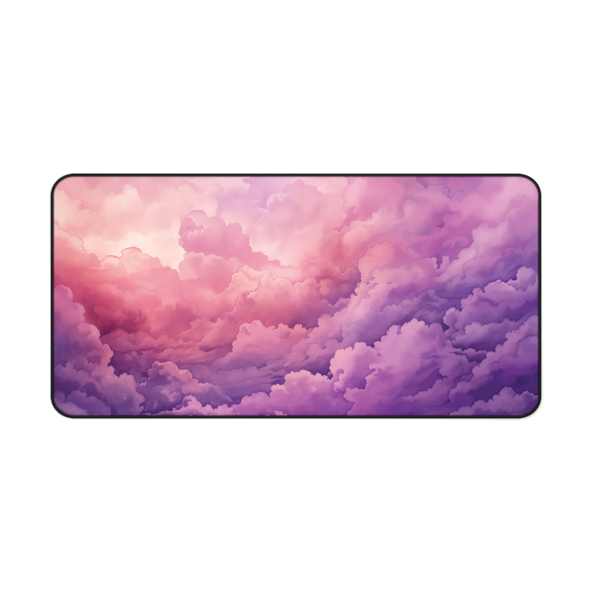 Japanese Purple and Pink Clouds Desk Mat, Anime Sky Keyboard Mat and ...