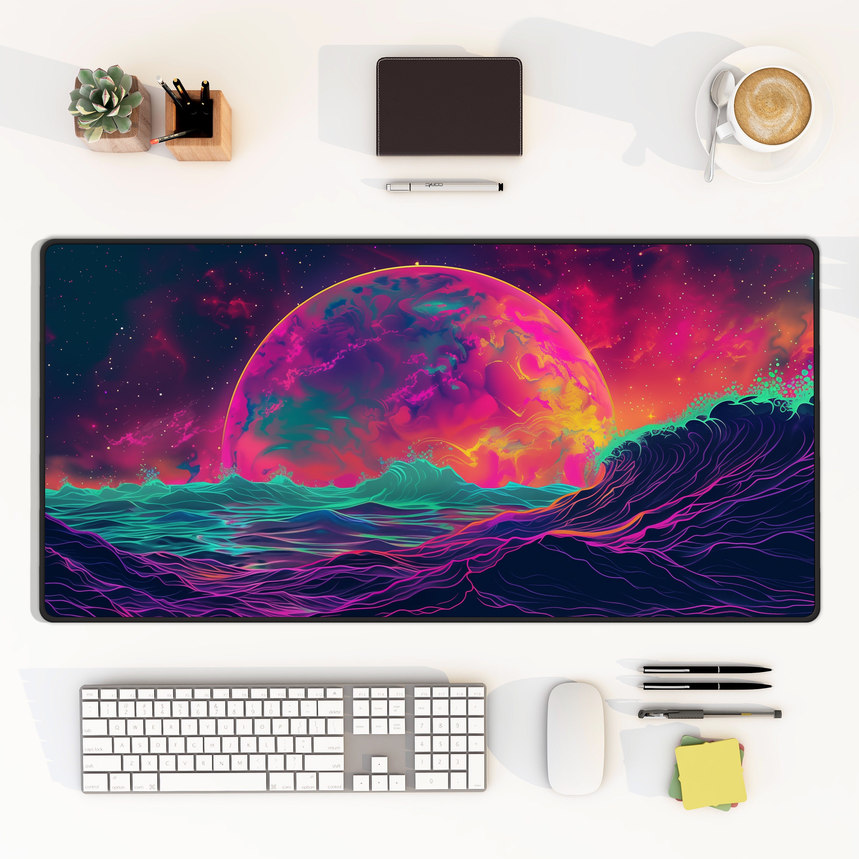 Psychedelic Space Landscape Desk Mat Alien Planet Keyboard Mouse Pad ...