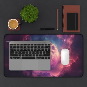 Cloud and Galaxy Moon Desk Mat, Fantasy Space Aesthetic Large Keyboard ...