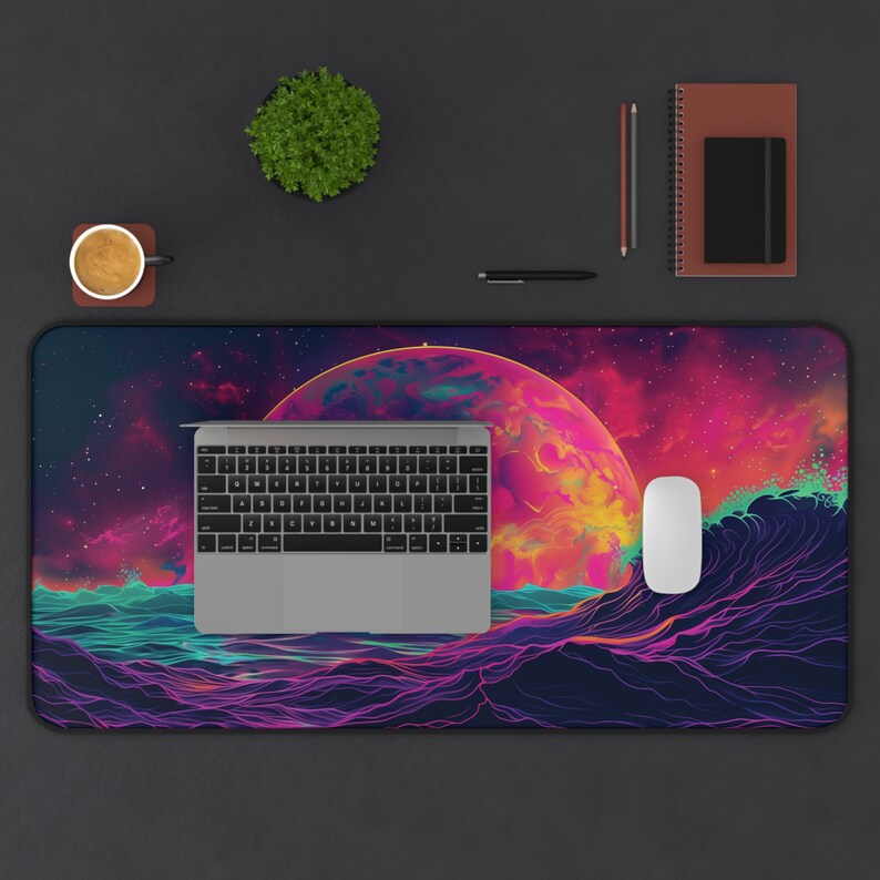 Psychedelic Space Landscape Desk Mat Alien Planet Keyboard Mouse Pad ...