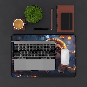 Cute Kawaii Baby Sloth Desk Mat, Digital Art, Enchanted Forest, Large ...