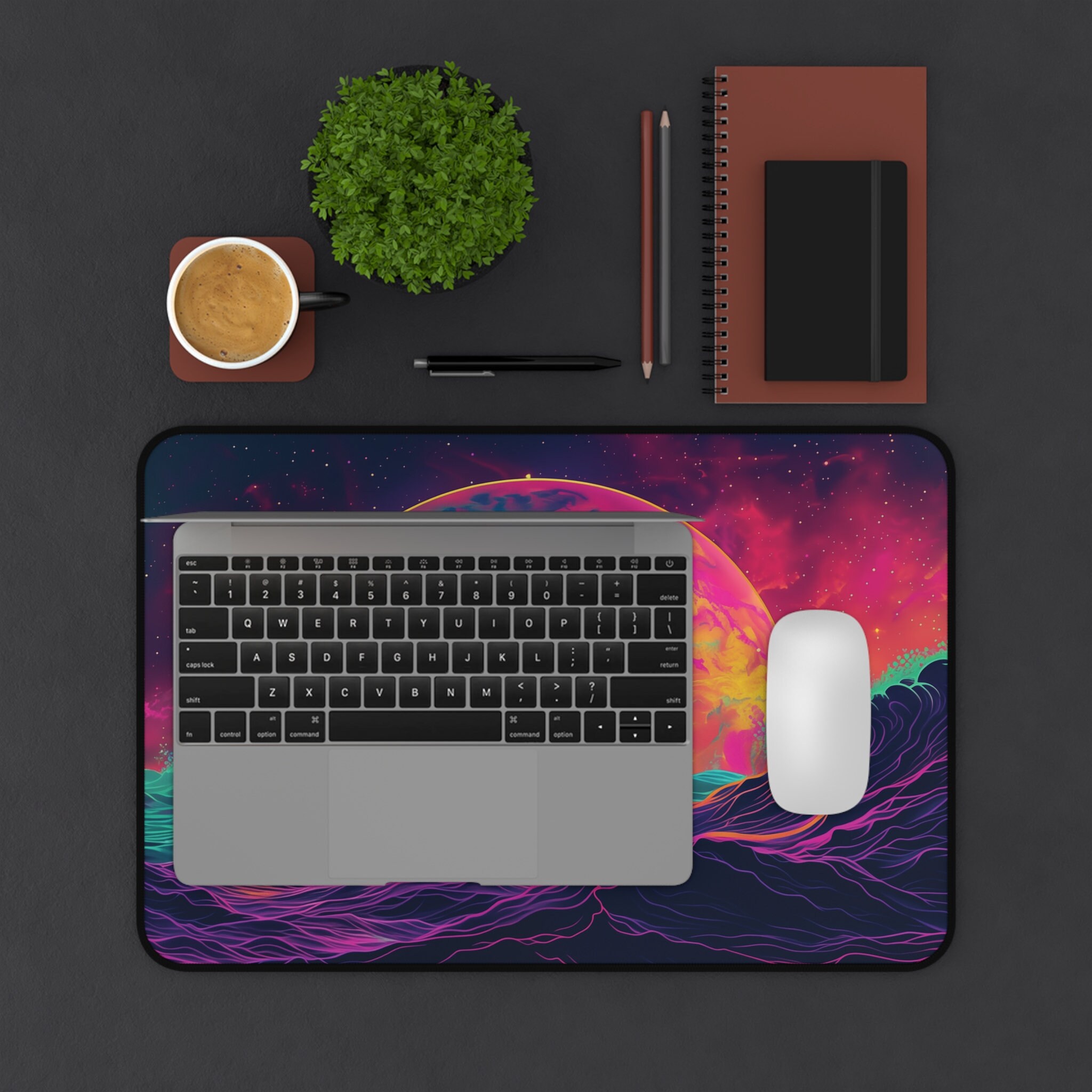 Psychedelic Space Landscape Desk Mat Alien Planet Keyboard Mouse Pad ...