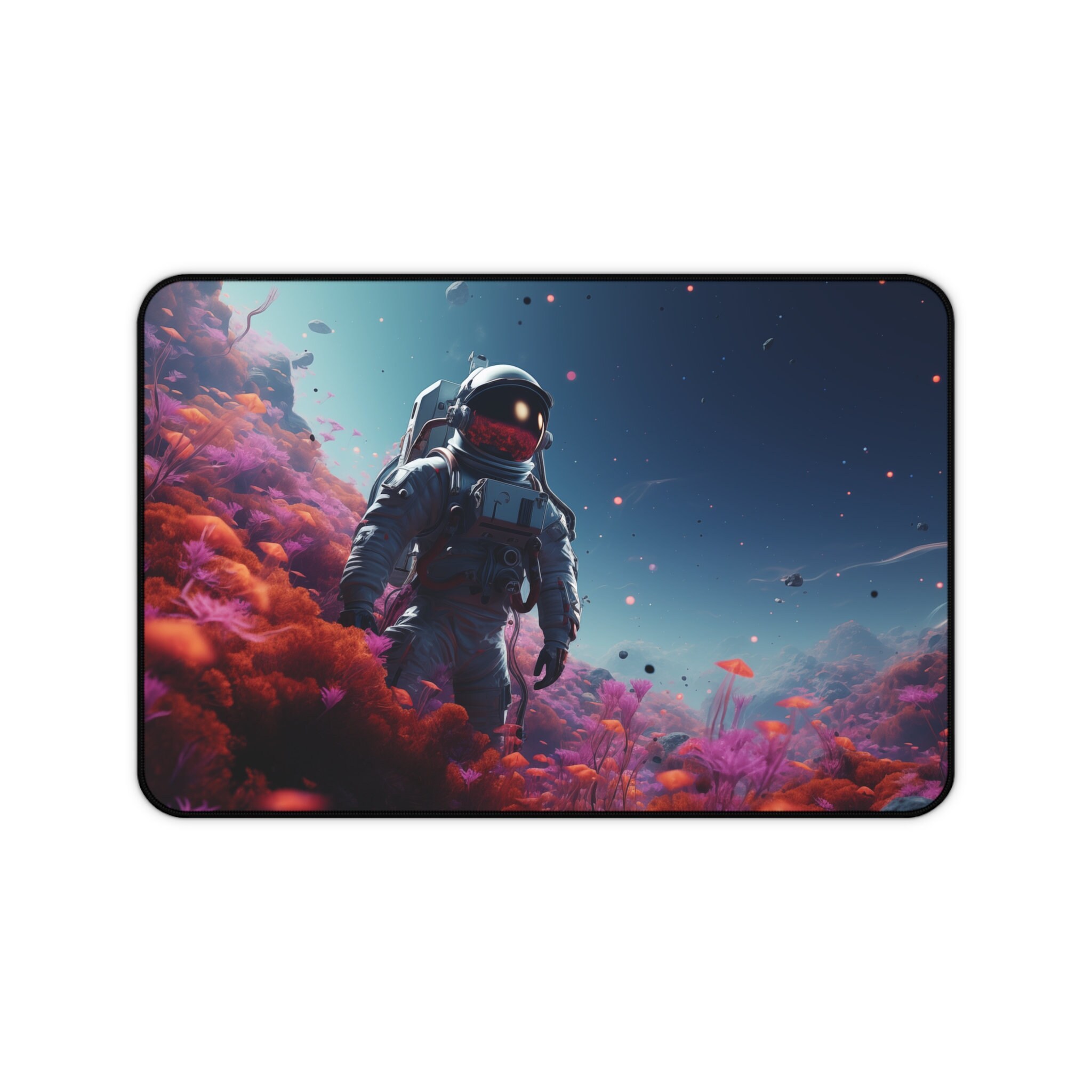Astronaut on Alien Planet Sci-fi Desk Mat, Large Keyboard Mat and Mouse ...