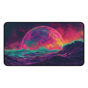 Psychedelic Space Landscape Desk Mat Alien Planet Keyboard Mouse Pad ...