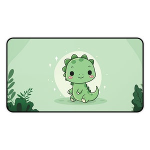 Cute Kawaii Green Dinosaur Desk Mat or Kids Playmat, Playroom Desk or ...