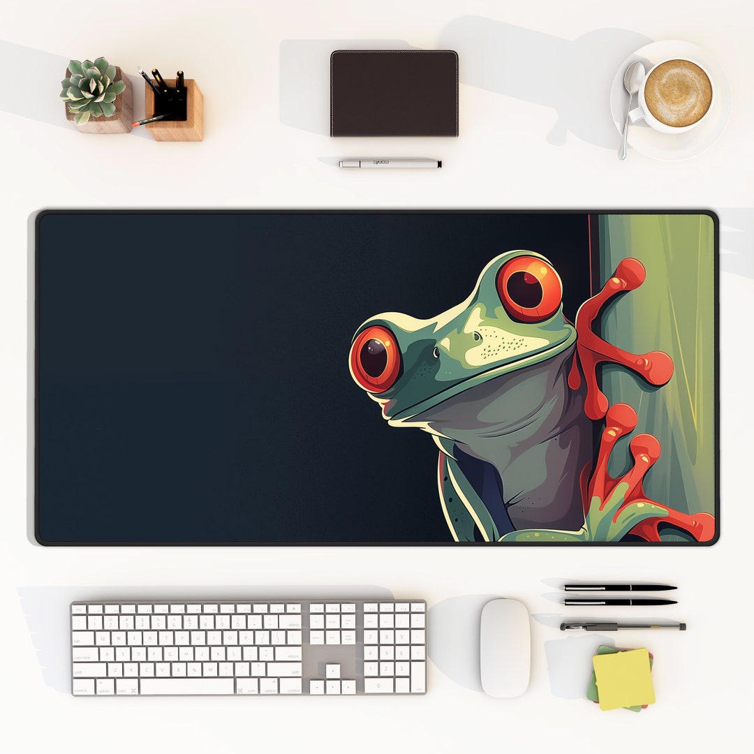Desk Mat Cute Green Minimalist Pastel Tree Frog Keyboard Mouse Pad Art ...