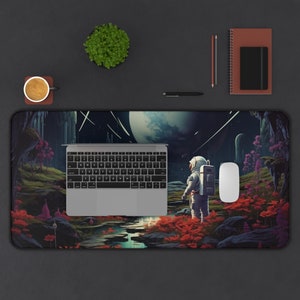 Fantasy Spaceman Sci-fi Desk Mat, Alien Planet, Large Keyboard Mat and ...