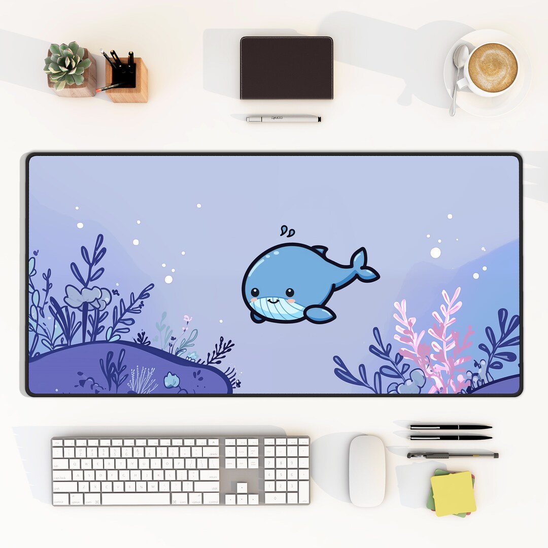 Cute Kawaii Blue Whale Desk Mat or Kids Playmat, Playroom Desk or Table ...