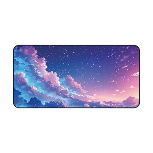 Soft Pastel Clouds Desk Mat Vaporwave Style Starry Sky Keyboard Mouse ...