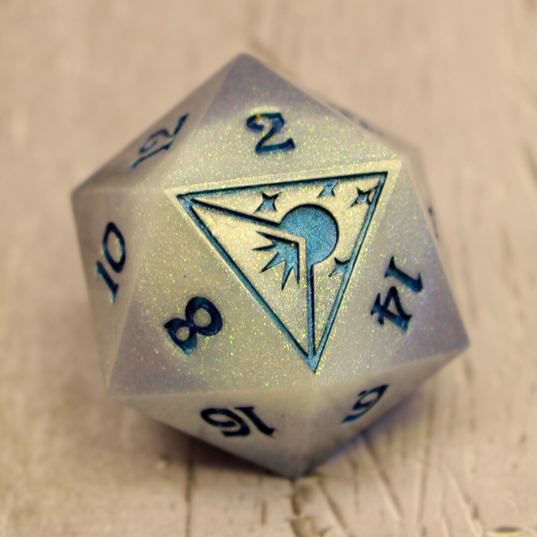 Frosted Moon Logo Giant 50mm D20 TTRPG Dungeons and Dragons - Etsy