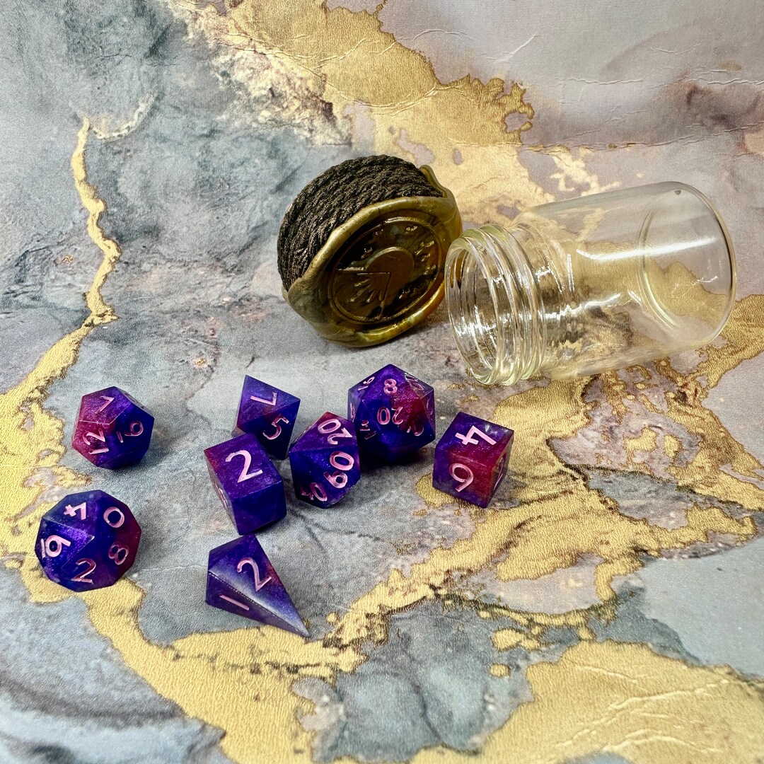 Ultraviolet Adorable Mini 8 Piece Handmade Polyhedral Dice Set With ...