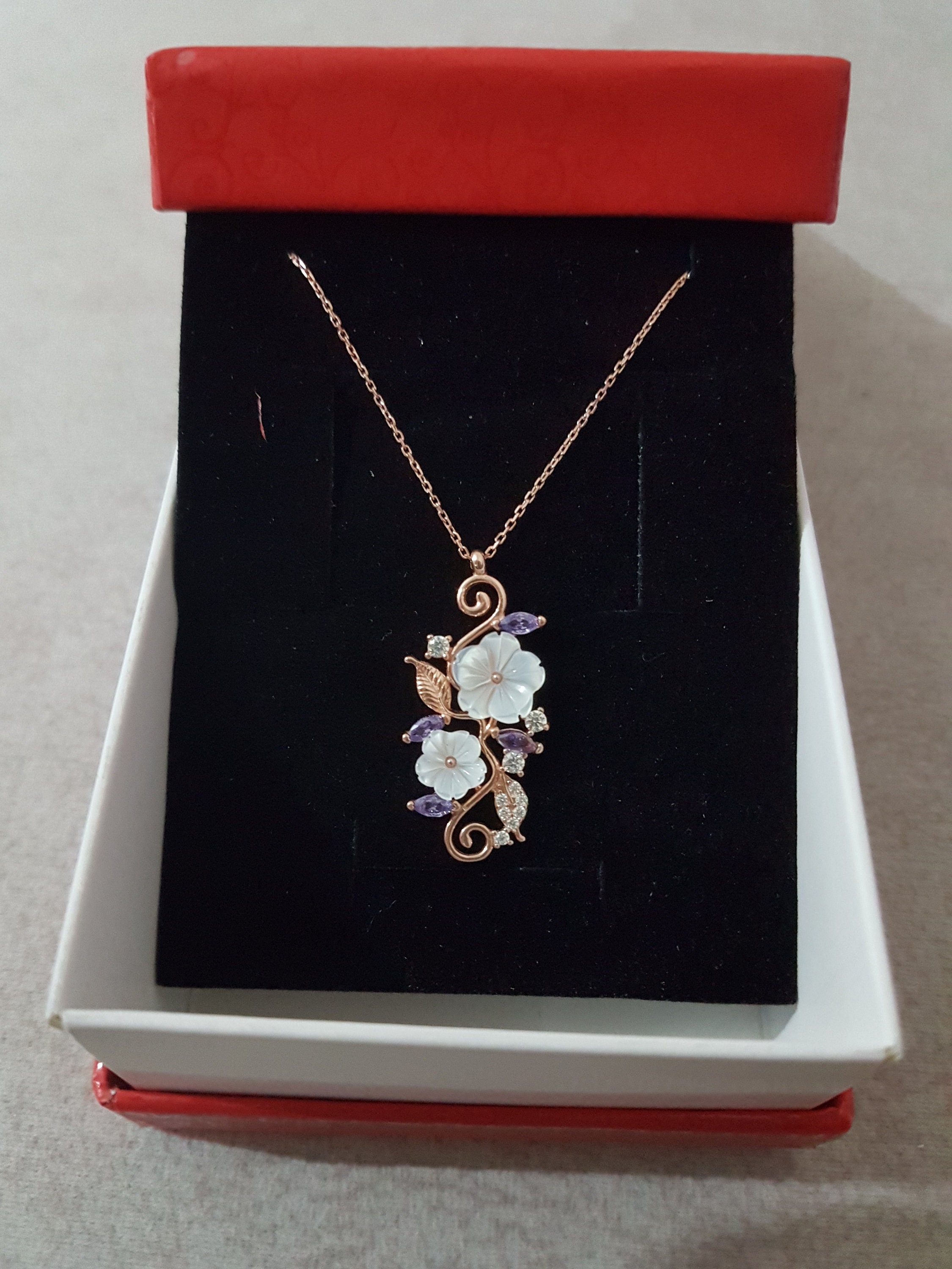 Magnolia Flower Garden of Love Rose Color Flowers 925 Sterling Silver ...