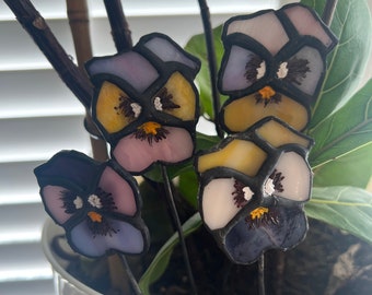 Pansy Flower Stained Glass Sun Catcher Floral Window Hanging Decor - Etsy