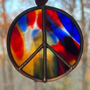 Peace Sign Stained Glass Ornament/suncatcher - Colors Vary - Etsy
