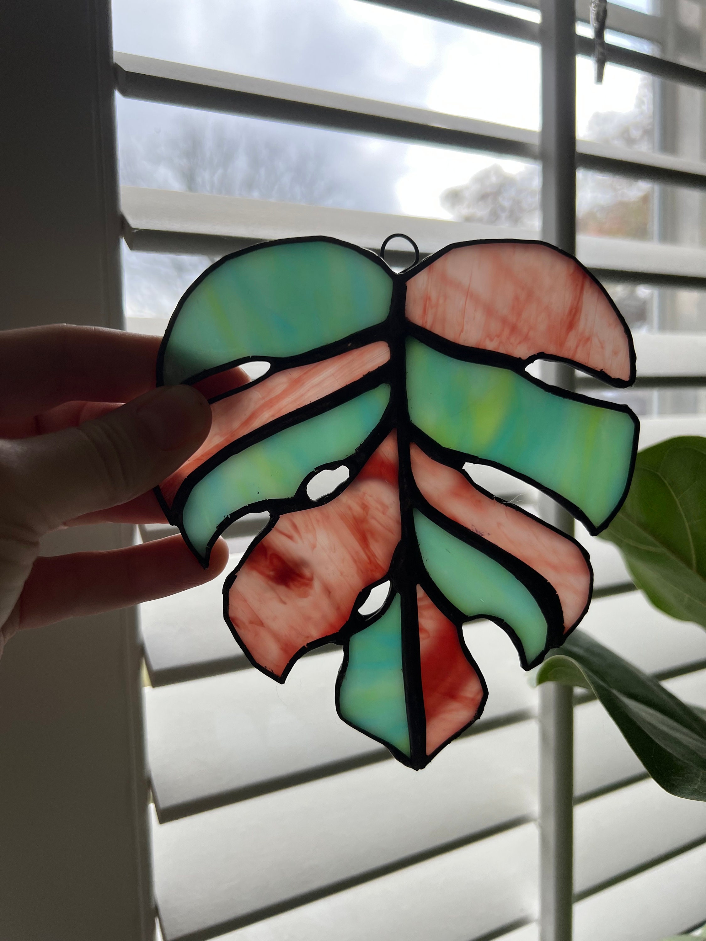 Stained Glass Monstera Leaf RTS and Made to Order - Etsy