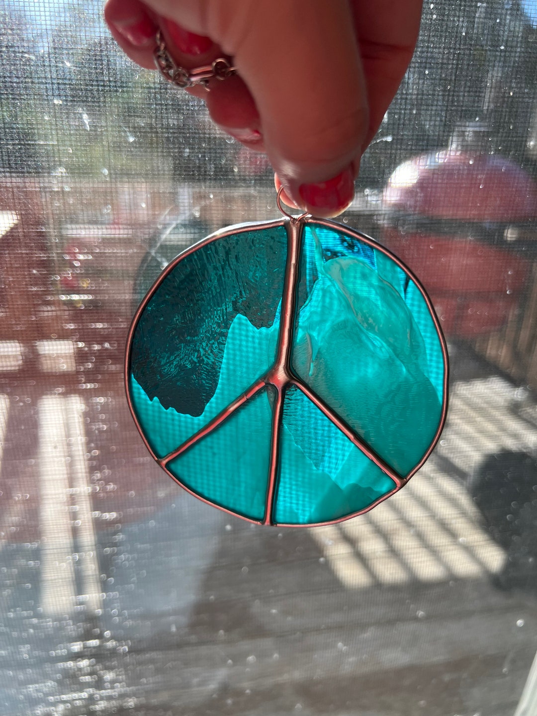 Peace Sign Stained Glass Ornament/suncatcher - Colors Vary - Etsy