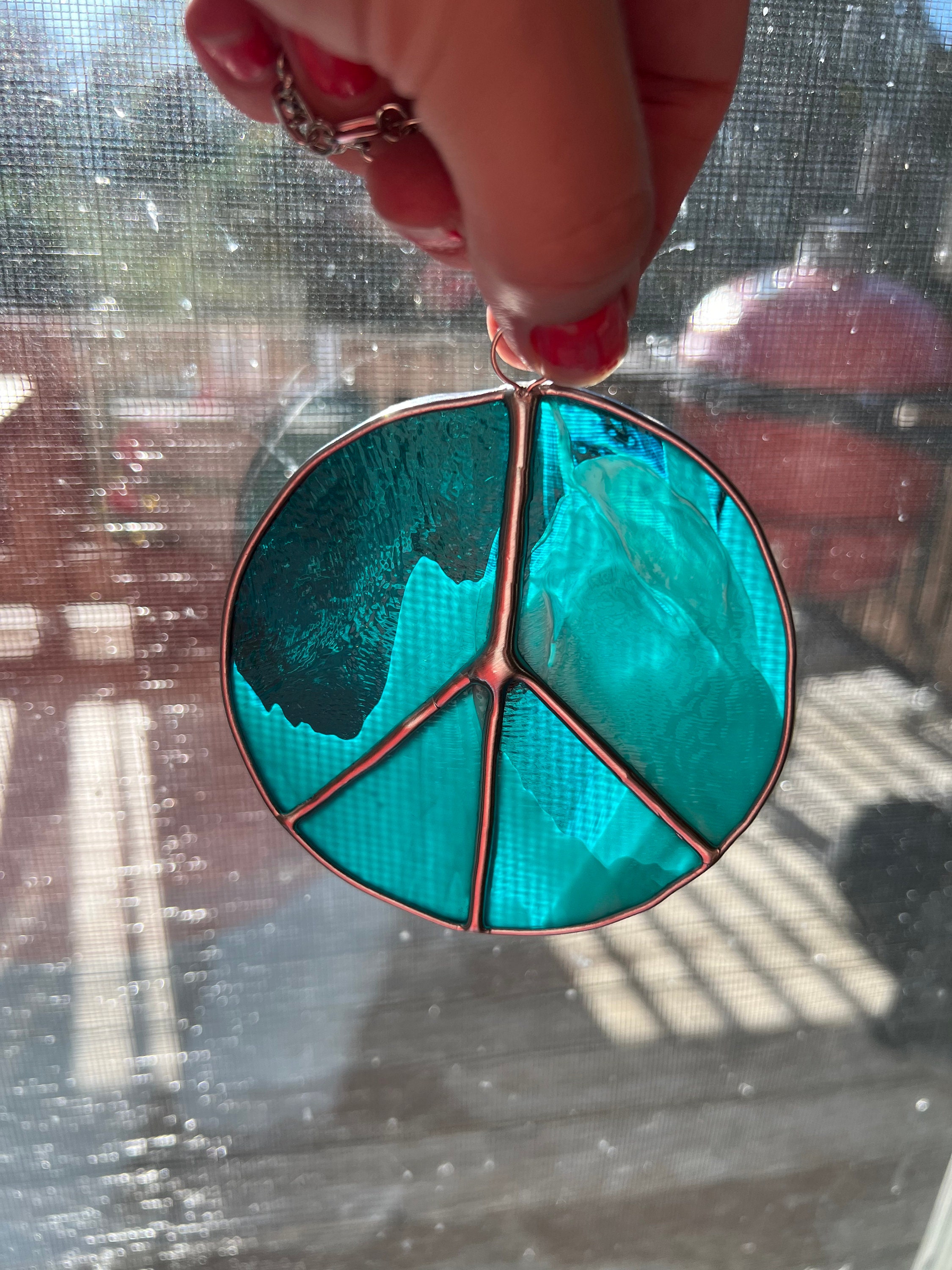 Peace Sign Stained Glass Ornament/suncatcher - Etsy