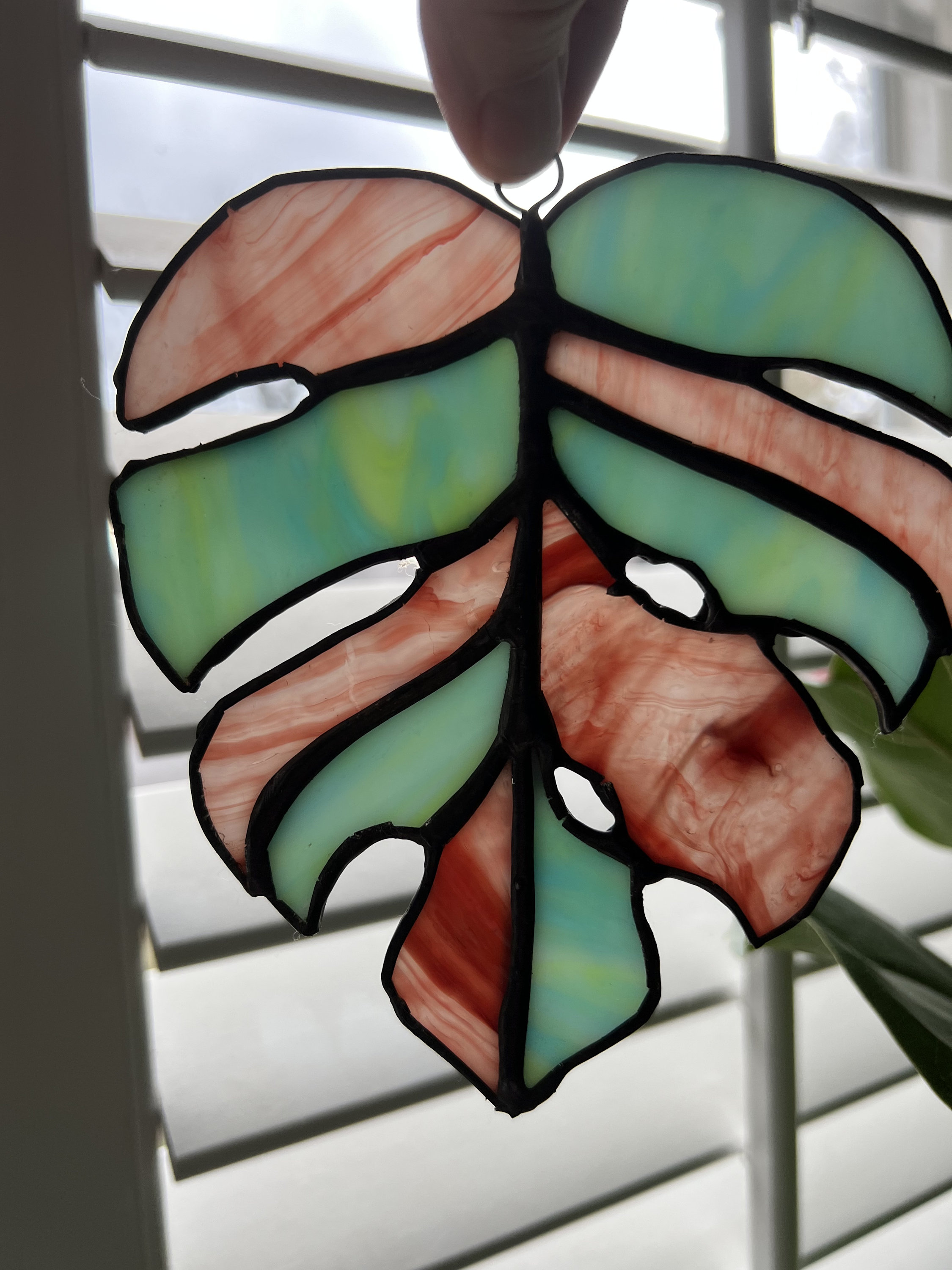 Stained Glass Monstera Leaf RTS and Made to Order - Etsy