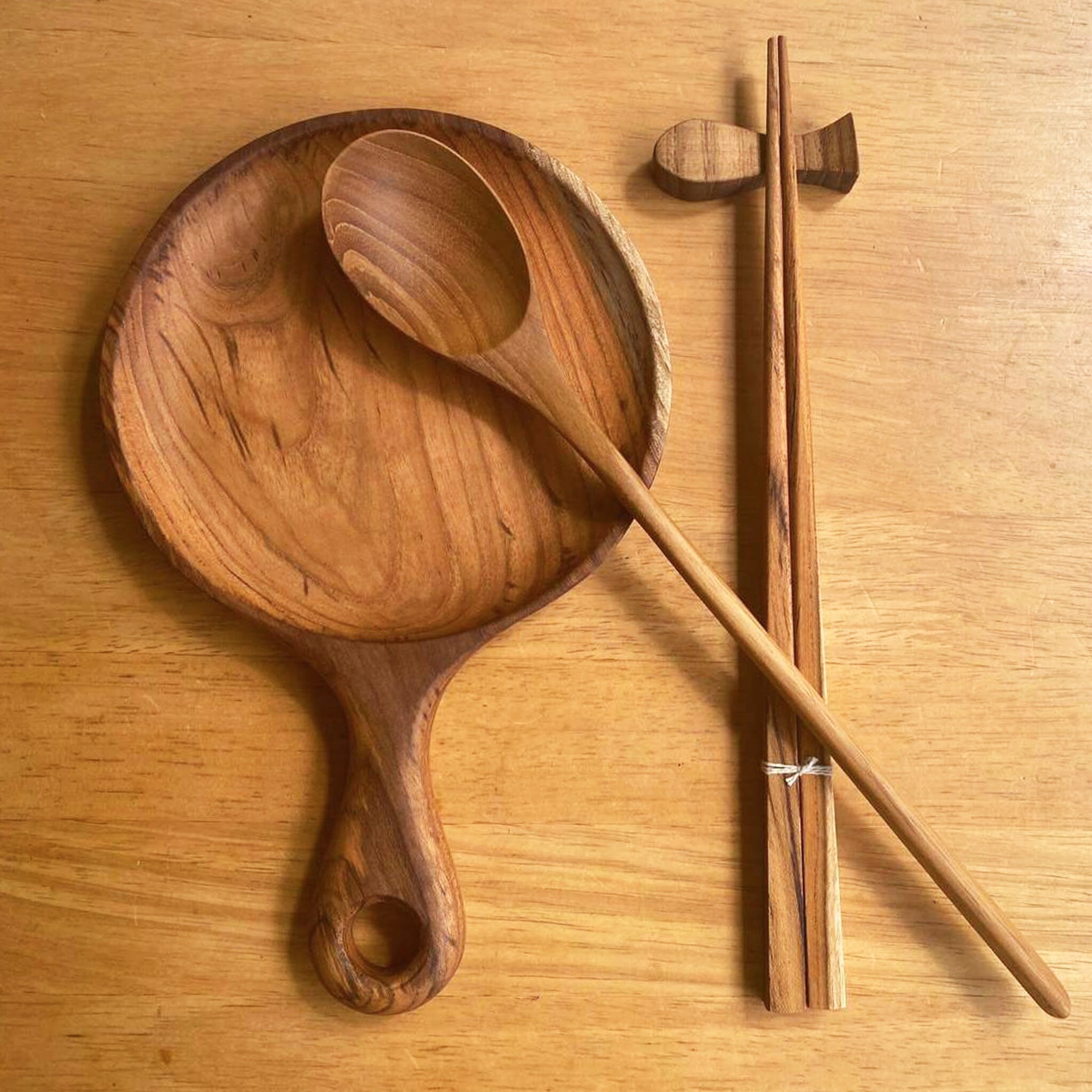 KOUPREY Teak Wood Boki's Spoon Plate Hand-held Dish Plate - Etsy