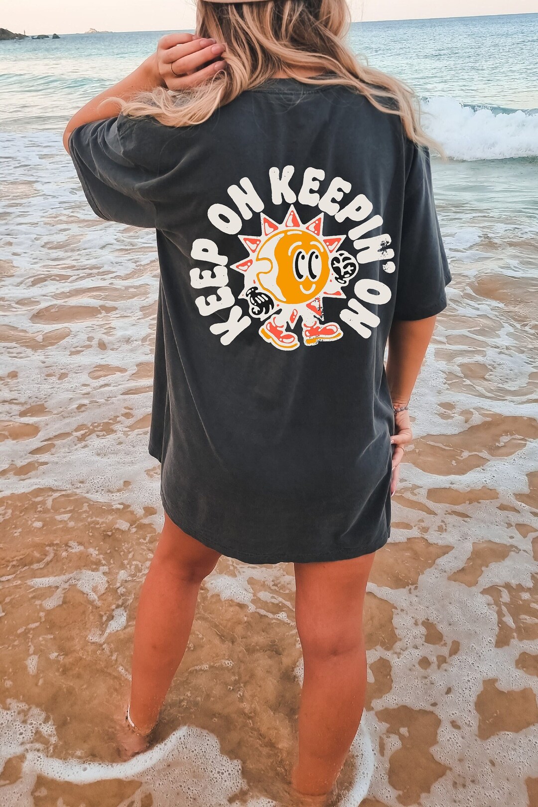 Keep on Keepin' on Oversized Vintage T-shirt, Stay Positive Shirt ...