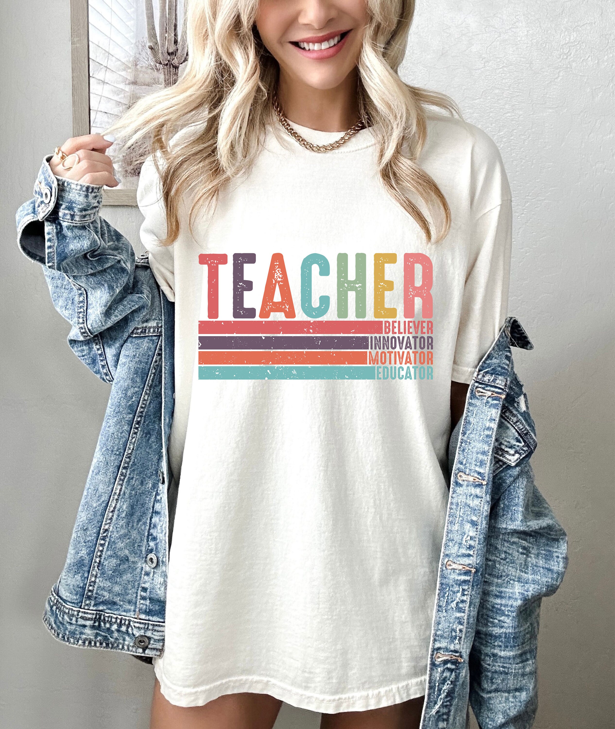 Retro Teacher Oversized Tee Back to School Shirt - Etsy
